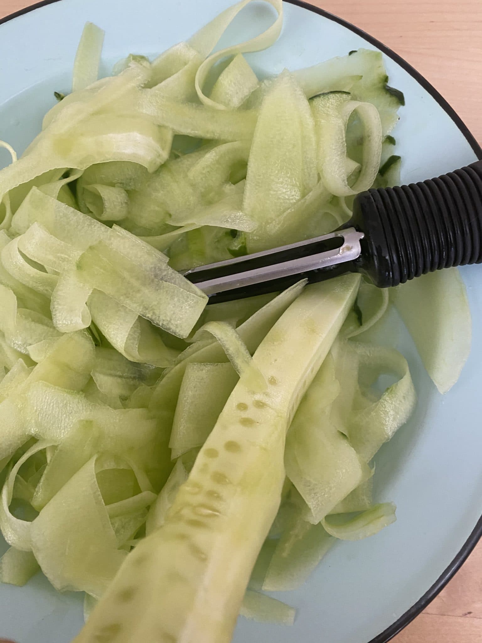 Cucumber Ribbon Salad & Ginger Scallion Dressing - The Biome Kitchen